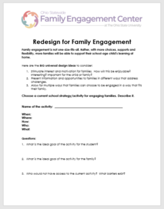 Worksheet: Re-Design Your School's Family Engagement Practices - Ohio's ...