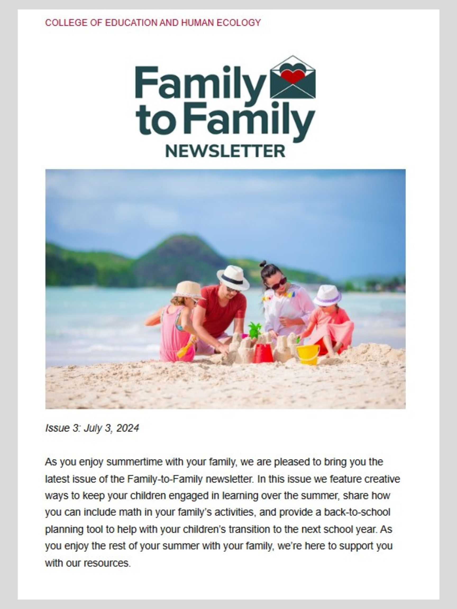 Family to Family Newsletter - Ohio's Statewide Family Engagement Center